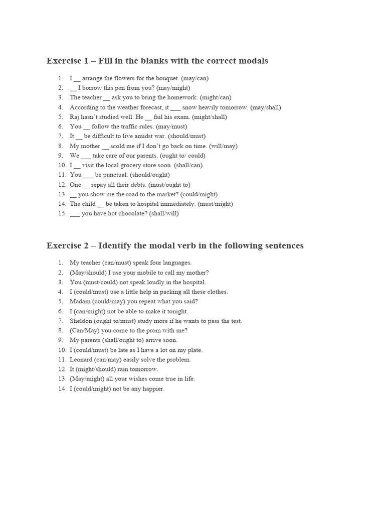 Modal Verbs - Gr4 - English | PDF