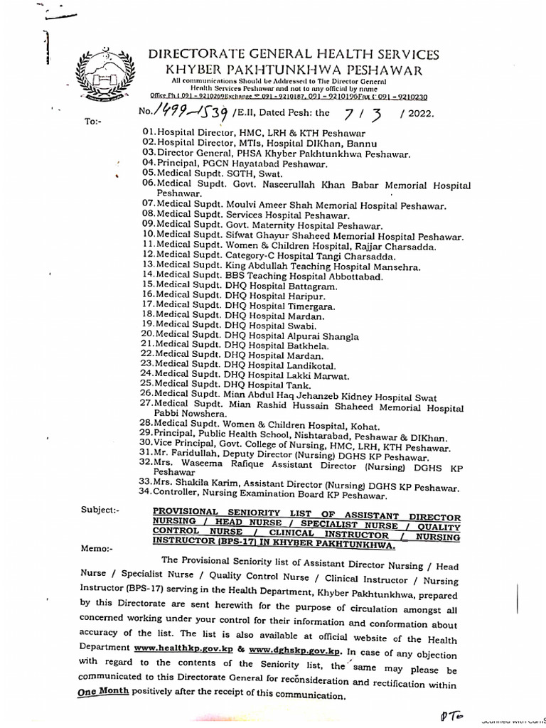 Seniority List of BS-17 | PDF