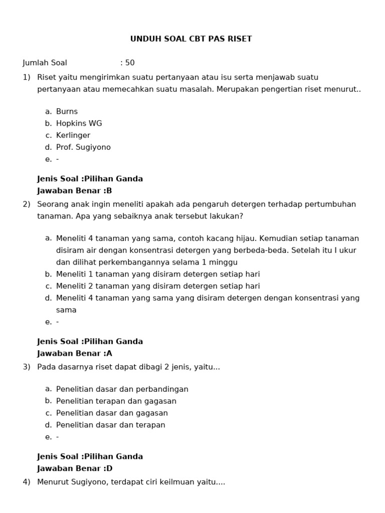 Lembar Soal CBT Pas Riset | PDF | Seni | Komputer