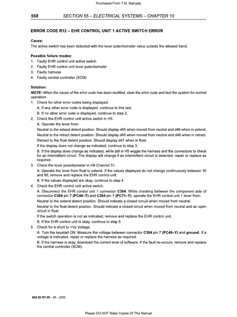 Opis Kodu Błędu R12 MXM/TM | PDF