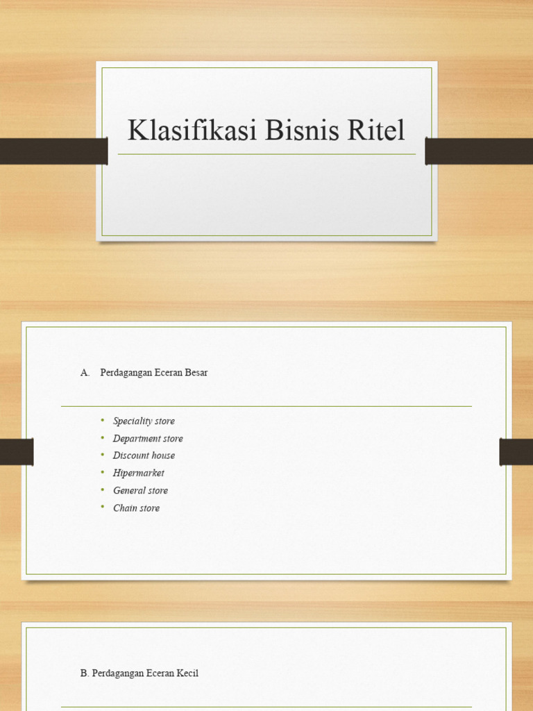Klasifikasi Ritel | PDF | Pengelolaan Keuangan & Uang