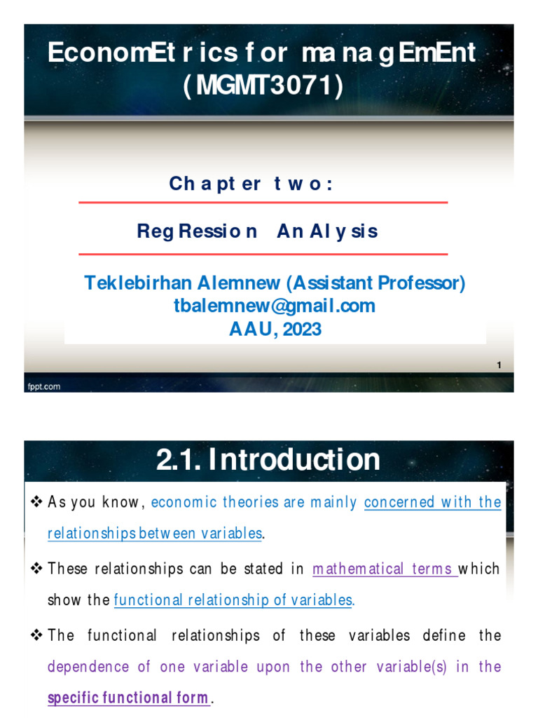 CH-2 - PPT-Simple Linear Regression Analysis | Download Free PDF ...