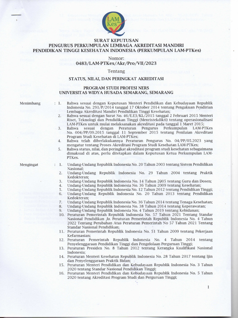 SK Akreditasi NERS | PDF