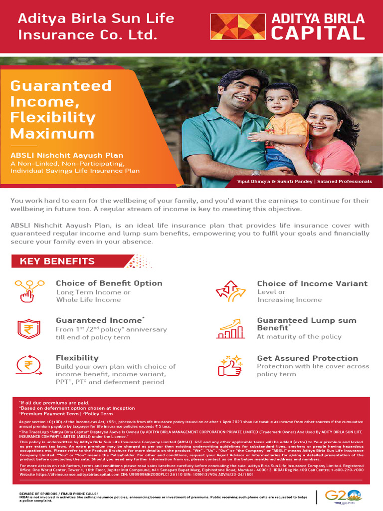 2149 - ABSLI Nishchit Aayush Plan V04 - One Pager | PDF | Life ...