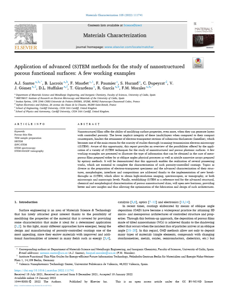 Advanced (S)TEM for Porous Surfaces | PDF | Transmission Electron ...