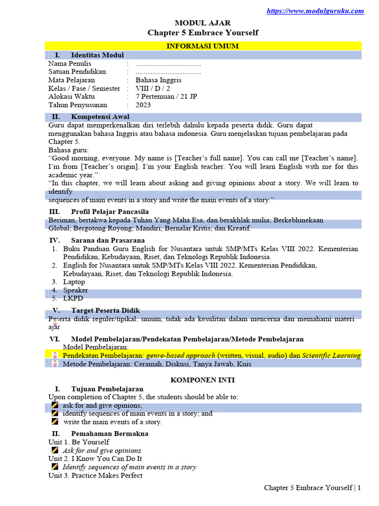 Pembelajaran Bahasa Inggris Kelas Viii Pdf