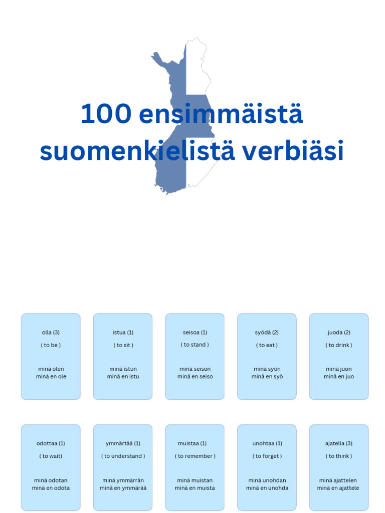 The First 100 Finnish Verbs | PDF