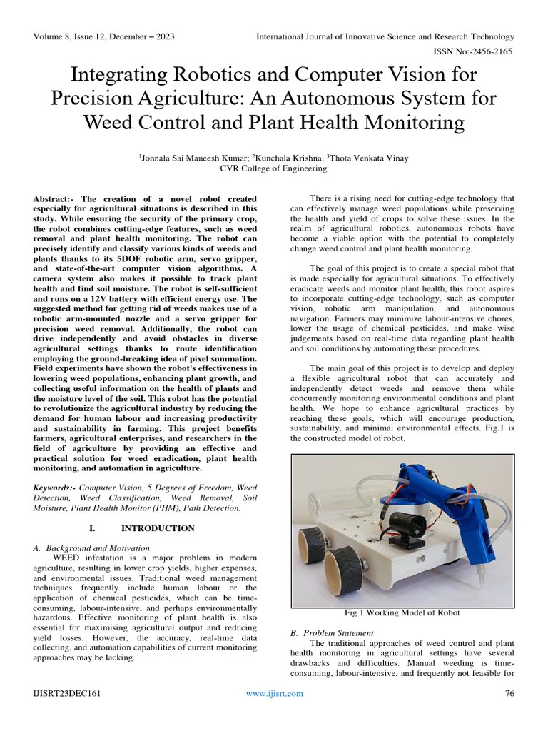 Integrating Robotics and Computer Vision For Precision Agriculture: An Autonomous System For ...