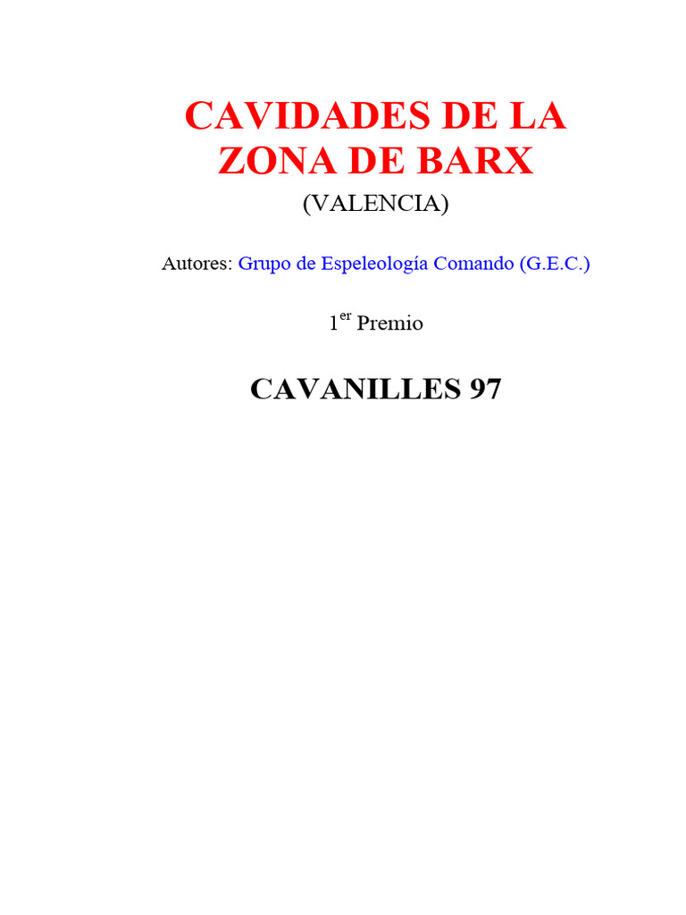 Cavidades de La Zona de Barx | PDF | Agua subterránea | Falla (geología)