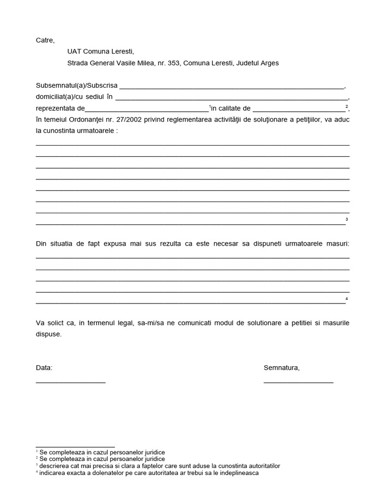 Formular Model Petitie | PDF