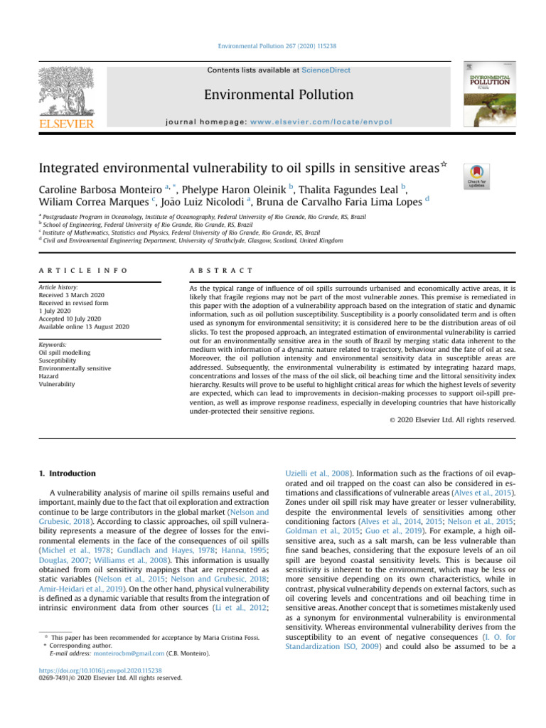 Environmental Vulnerability to Oil Spills | PDF | Oil Spill | Computer ...