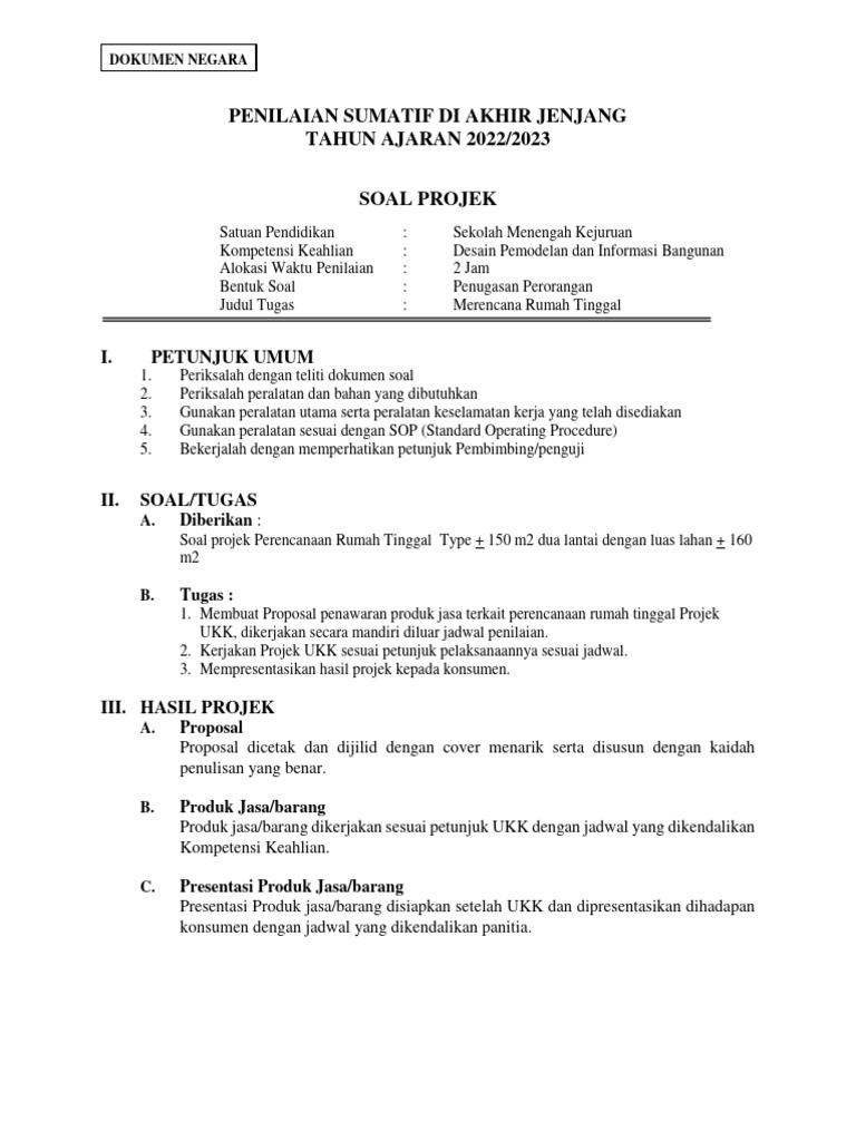 2 Perangkat Soal Projek DPIB C | PDF