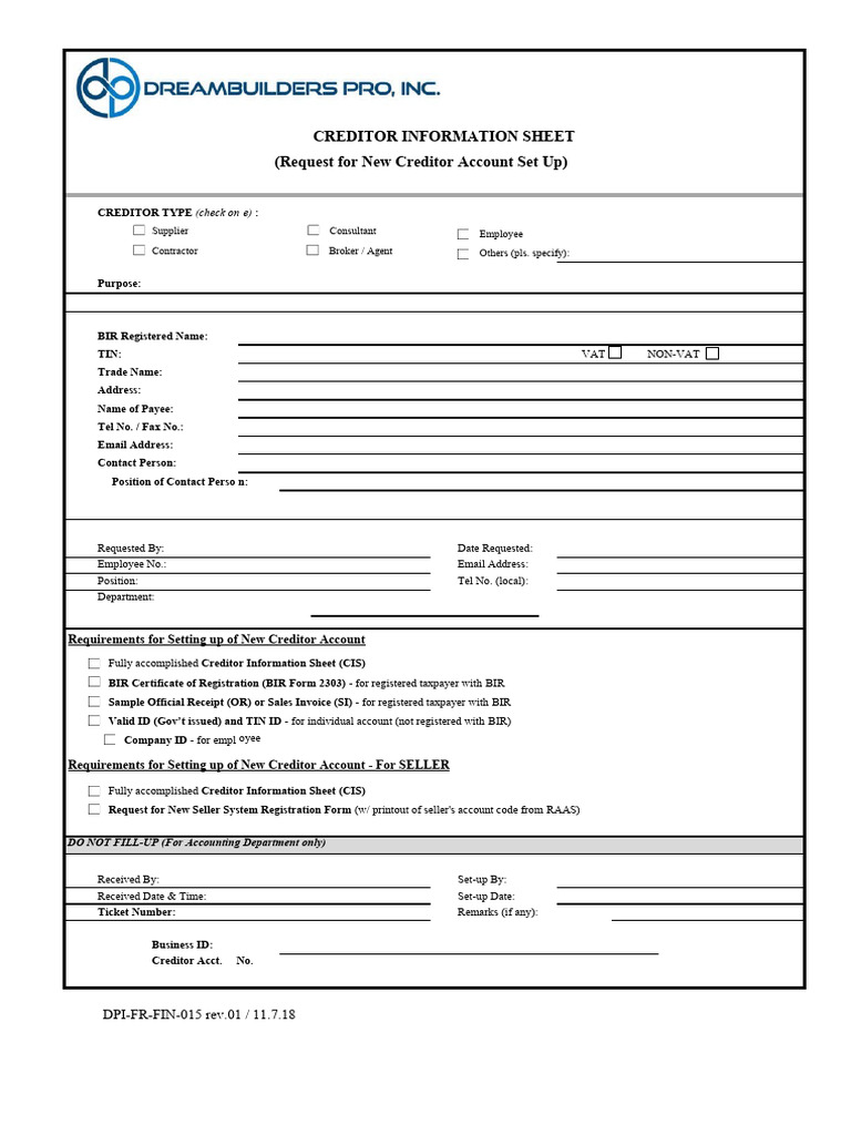 Creditor Information Sheet | PDF