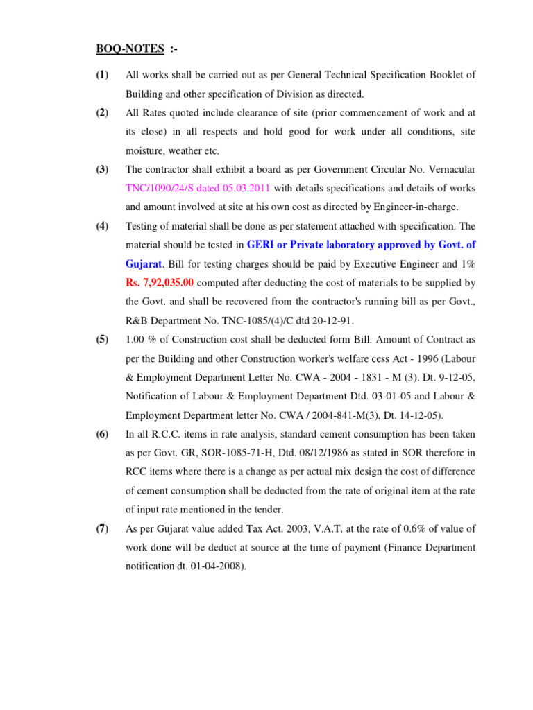 BOQ Format Guidelines in Sinhala | PDF | Finance & Money Management