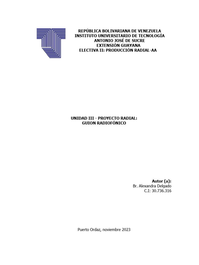 Informe Guion Radial by AlexandraDelgado | PDF | Radiodifusión ...