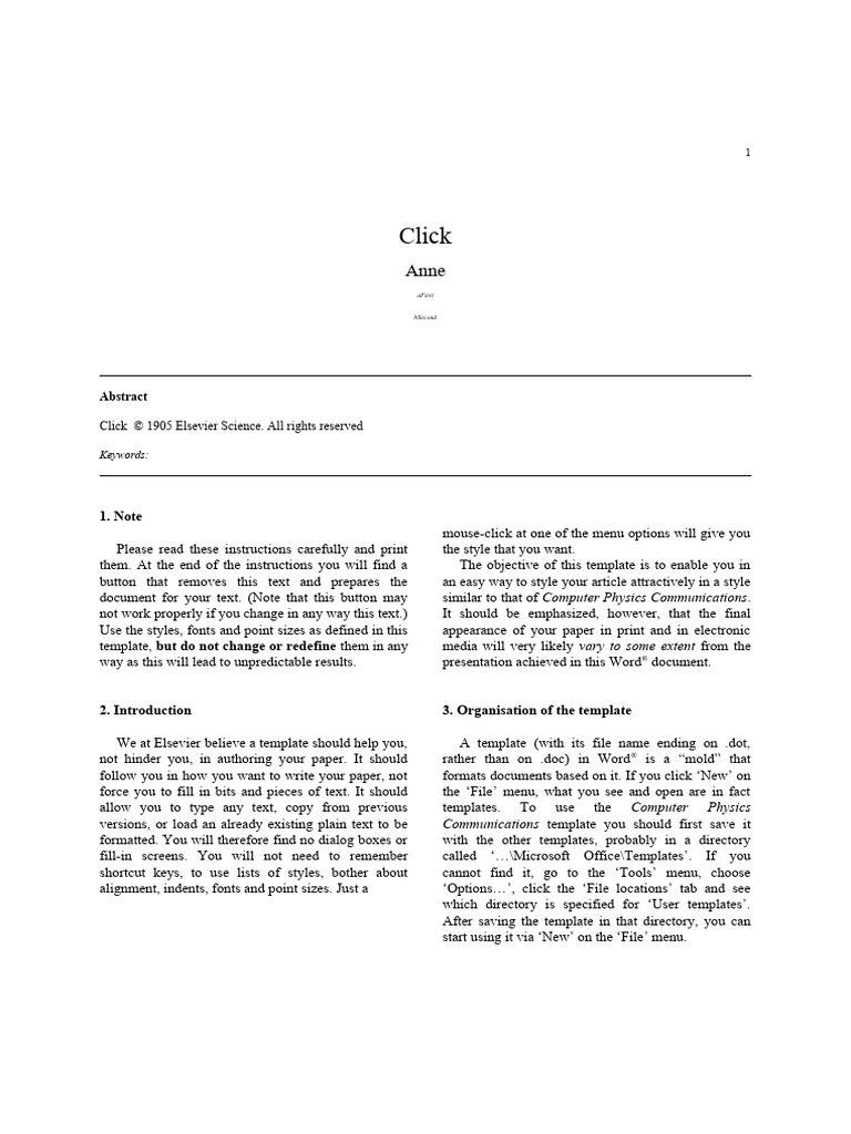 Elsevier Template | Download Free PDF | Menu (Computing) | Paragraph