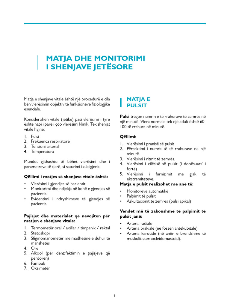 Matja Dhe Monitorimi I Shenjave Jetesore | PDF