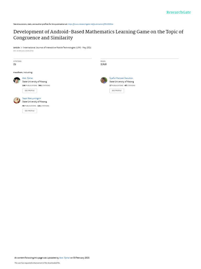 Developmentof Android Based Mathematics Learning Game | PDF
