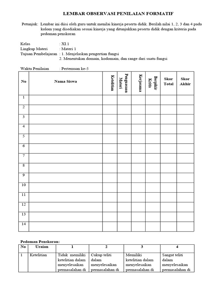 Lembar Penilaian Formatif dan Sumatif | PDF