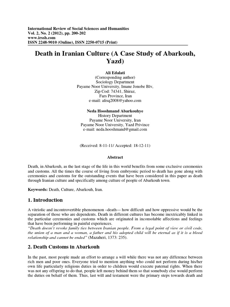 Iranian Death Customs in Abarkouh | PDF | Burial | Funeral
