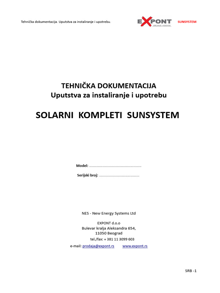 Tehničko Uputstvo Solarni Sistem | PDF
