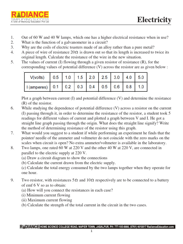 Electricity | PDF | Electrical Resistance And Conductance | Series And ...