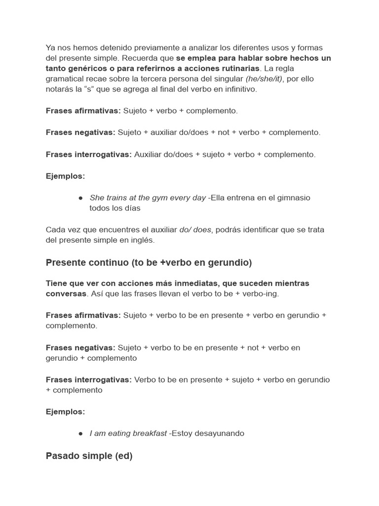 Presente Simple (Lleva "S" o Auxiliar "Do - Does") | Descargar gratis ...