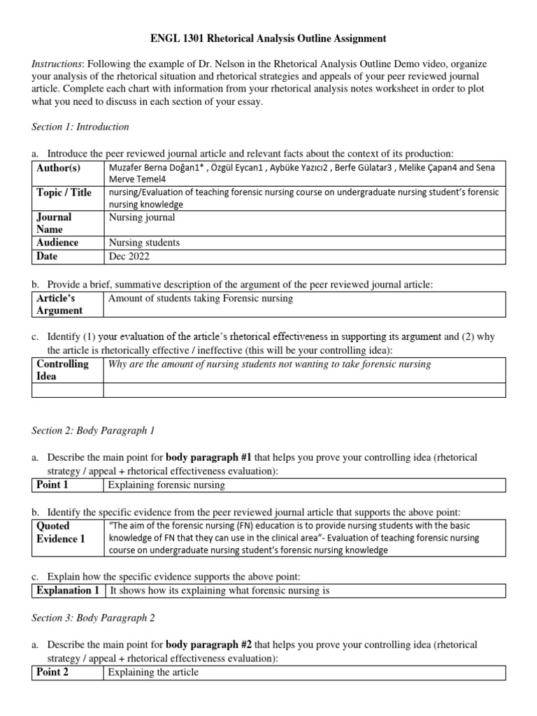 Rhetorical Analysis Outline Worksheet251 | PDF | Rhetoric | Peer Review