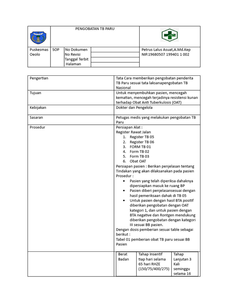 Sop Tb Pdf