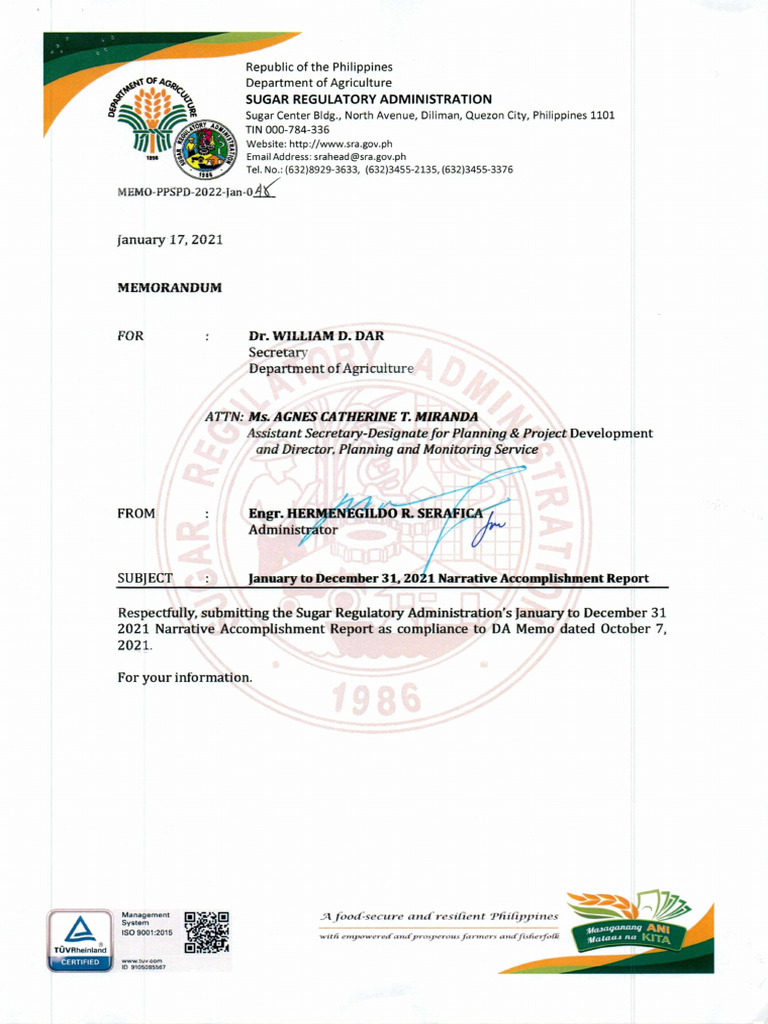 Narrative of Accomp Jan Dec 2021 | PDF | Sugarcane | Food Safety