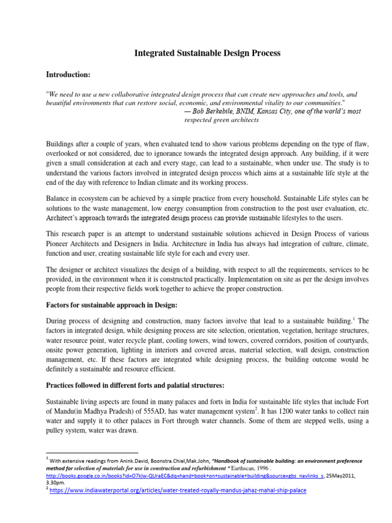 Integrated Sustainable Design Process - Aurora Paper | PDF ...