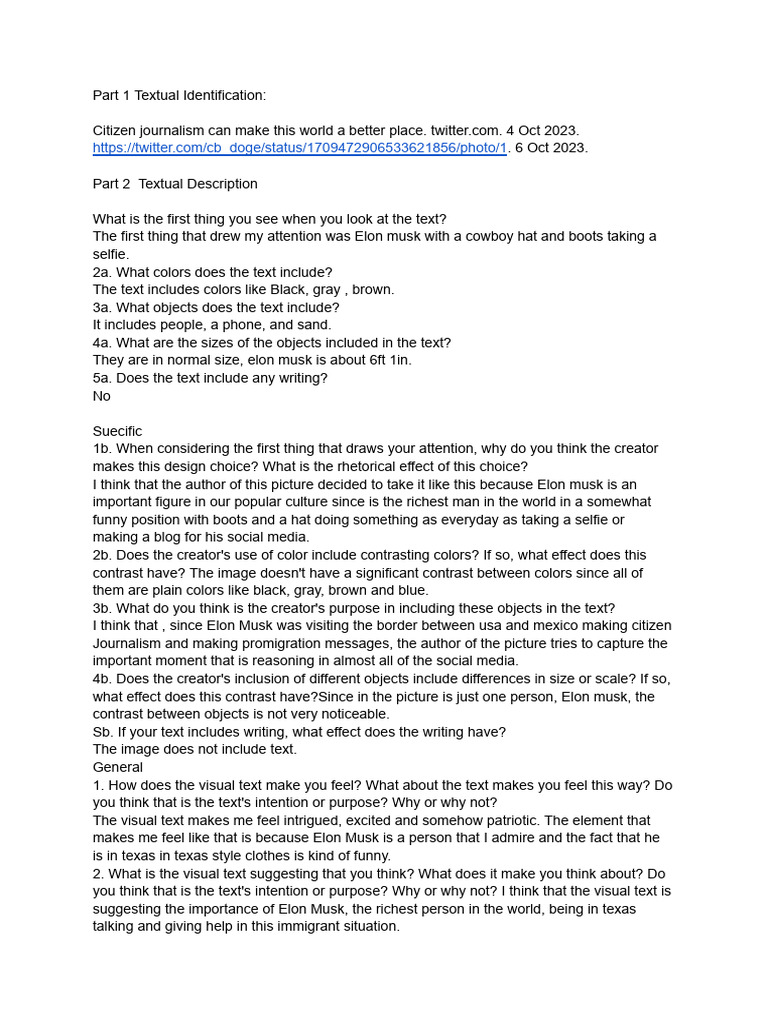 visual text analysis worksheet 1 | PDF | Communication | Human ...