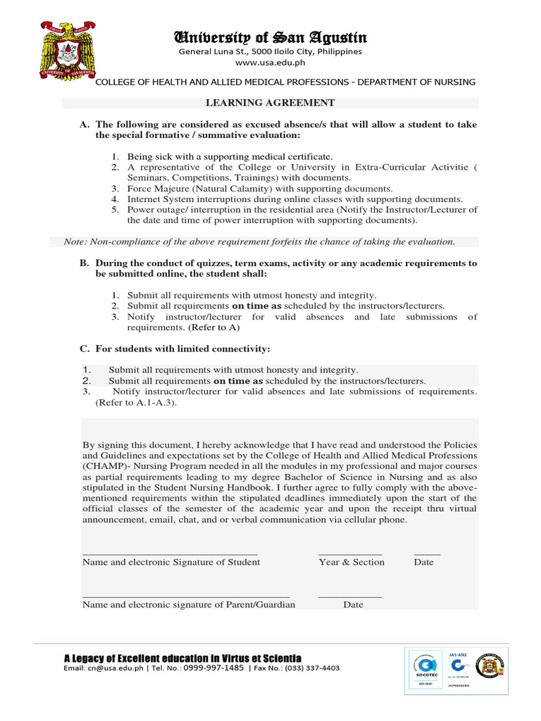 LEARNING_AGREEMENT | PDF | Nursing