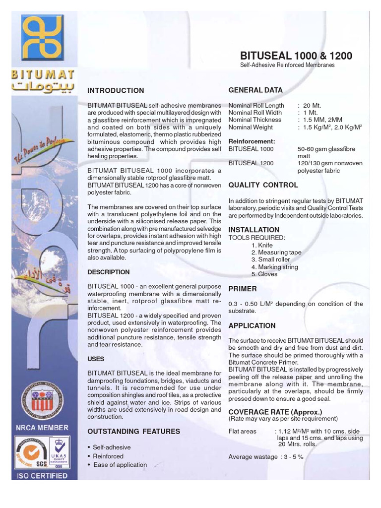 Bituseal 1000 & 1200 | PDF | Technology & Engineering