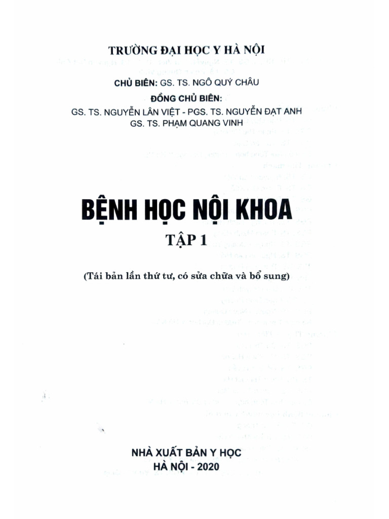 Bệnh học nội khoa tập 1 - 2020 | PDF