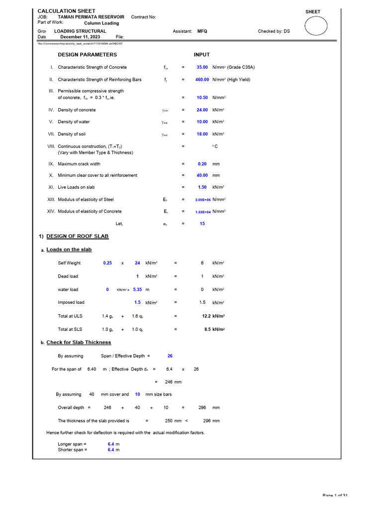 CWT - Roof Flat Slab & Base | PDF | Column | Young's Modulus