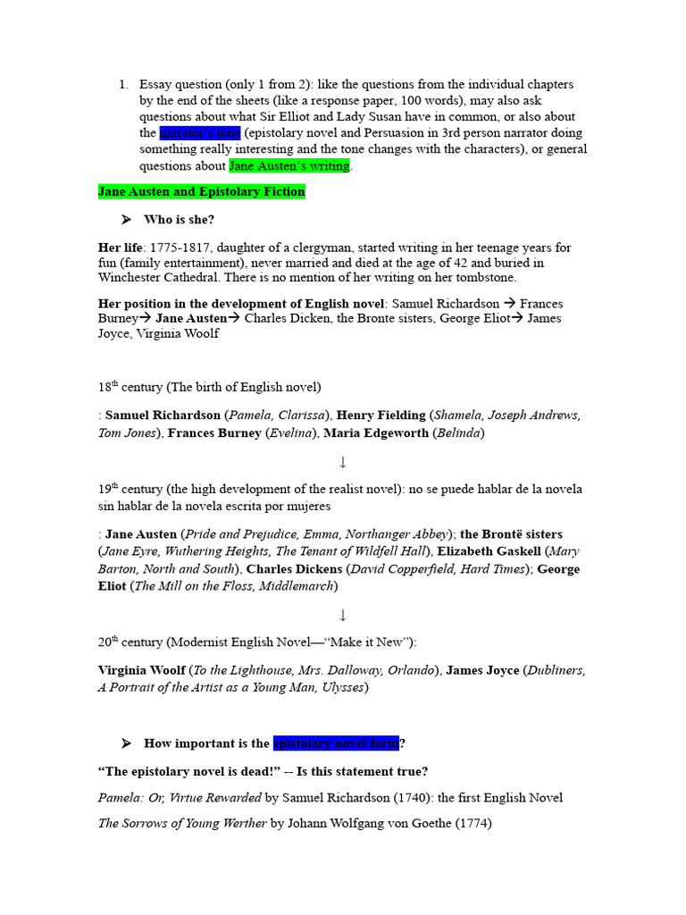 Essay Question | PDF | Lady Susan | Jane Austen