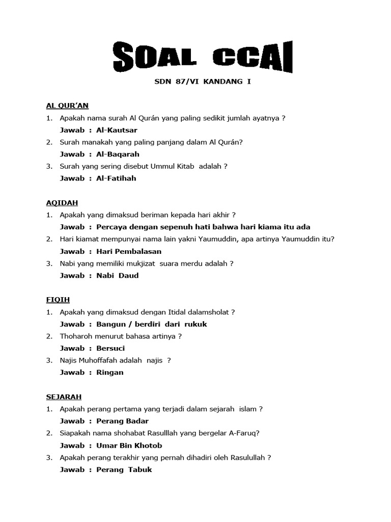 Soal Ccai | PDF | Agama & Spiritualitas