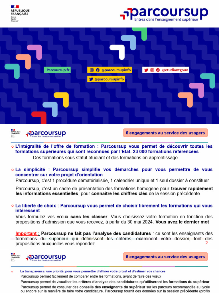 Présentation Parcoursup 2024 | PDF | Niveaux d'enseignement