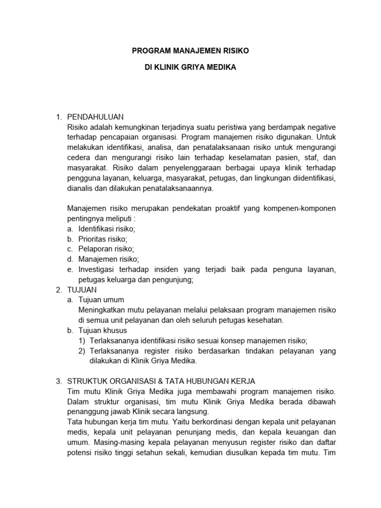 PROGRAM MANAJEMEN RISIKO | PDF