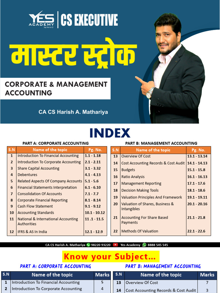 Cs Executive: Corporate & Management Accounting | PDF | Debits And ...