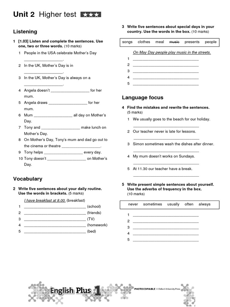Unit 2 Higher Test | PDF