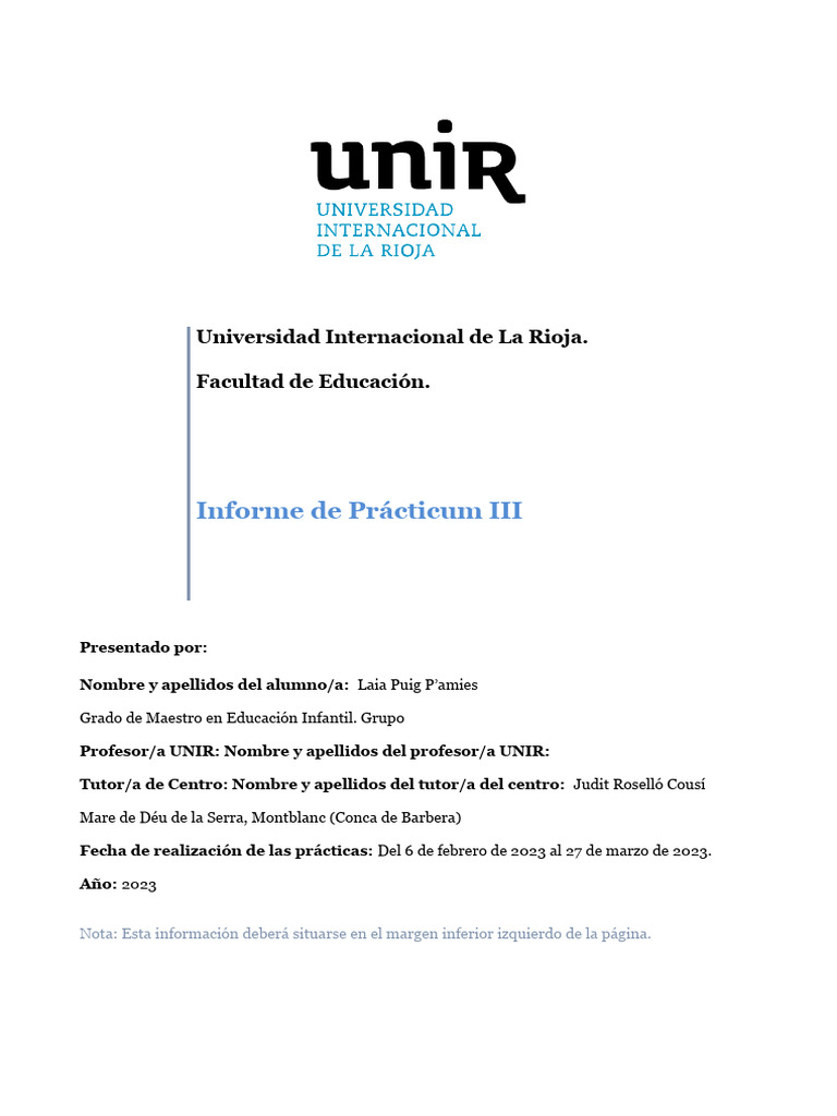 Practicum Iii. Original | PDF | Evaluación | Educación de la primera infancia