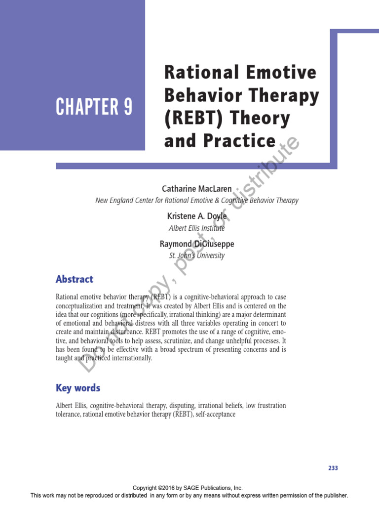 Tinsley Chapter 9 | PDF | Rational Emotive Behavior Therapy | Psychotherapy