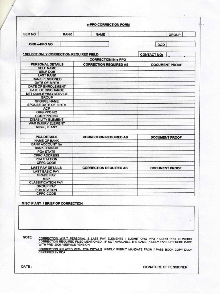 E-PPO Correction Form (2) | PDF