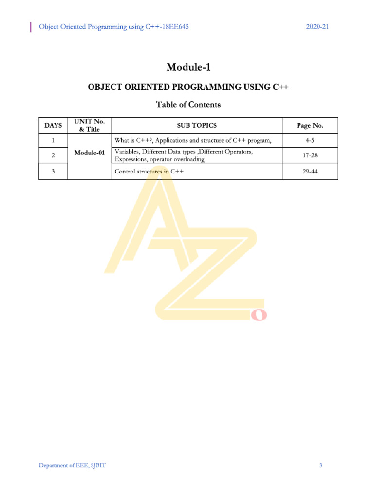 Oop Mod1@Azdocuments - in | PDF | Object Oriented Programming | Method (Computer Programming)