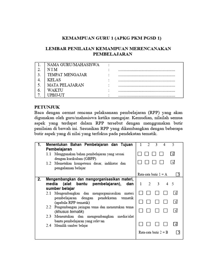 Alat Penilaian Apkg 1 PKM | PDF