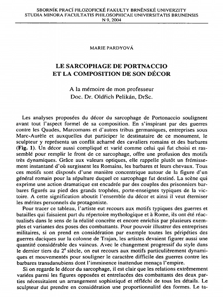 Analyse du sarcophage de Portonaccio | PDF