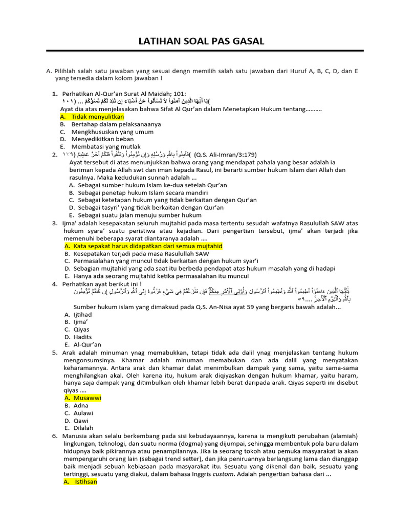 Latihan Soal Fikih Ganjil KELAS XII IPA BB-1 | PDF
