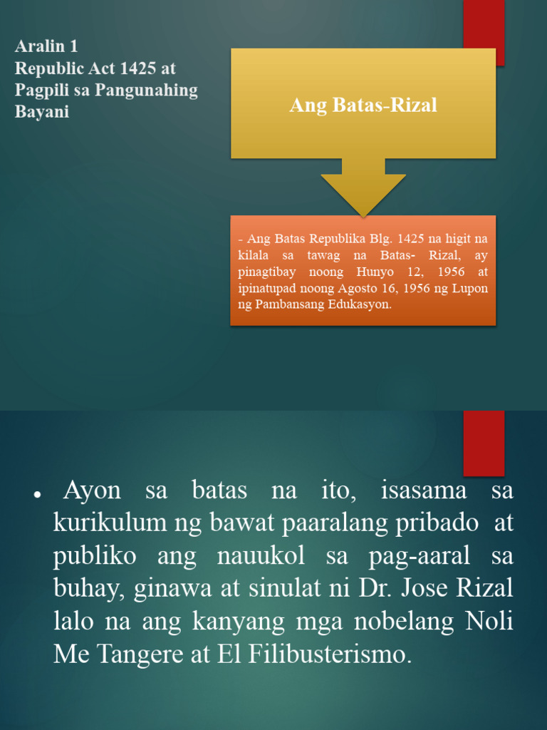 Aralin 1 - Batas Rizal - Part 1 | PDF